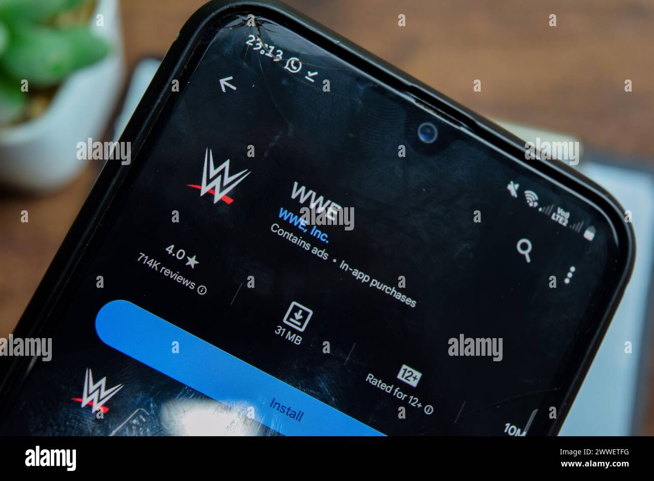 WWE application on Smartphone screen. WWE is a freeware web browser ...