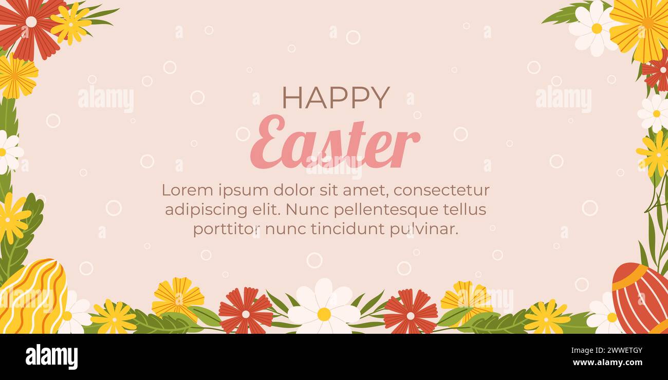 Easter horizontal background template. Design for celebration spring ...