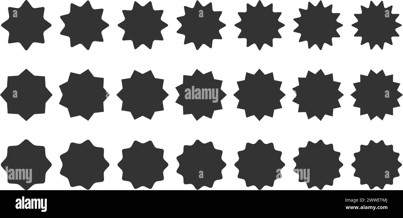 Collection of starburst badge label for sale promotion. Black ...