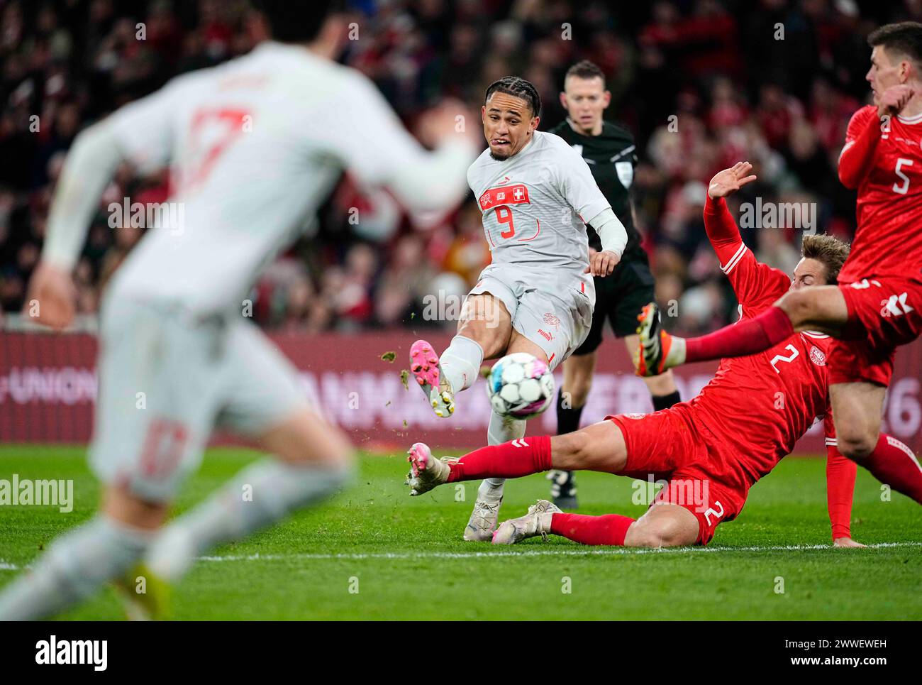 Parken, Copenhagen, Denmark. 23rd Mar, 2024. Noah Okafor (Switzerland ...