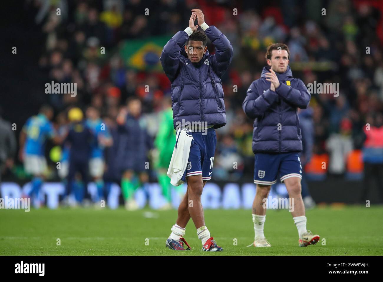 Jude Bellingham of England applauds the England fans after the game ...