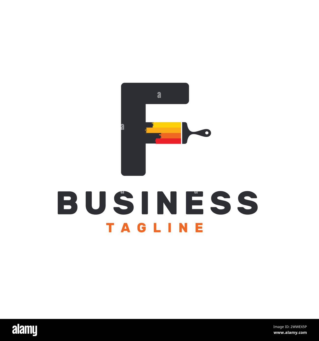 Letter F Logo with Paint Brush - Alphabet F with Paint Brush Logo ...