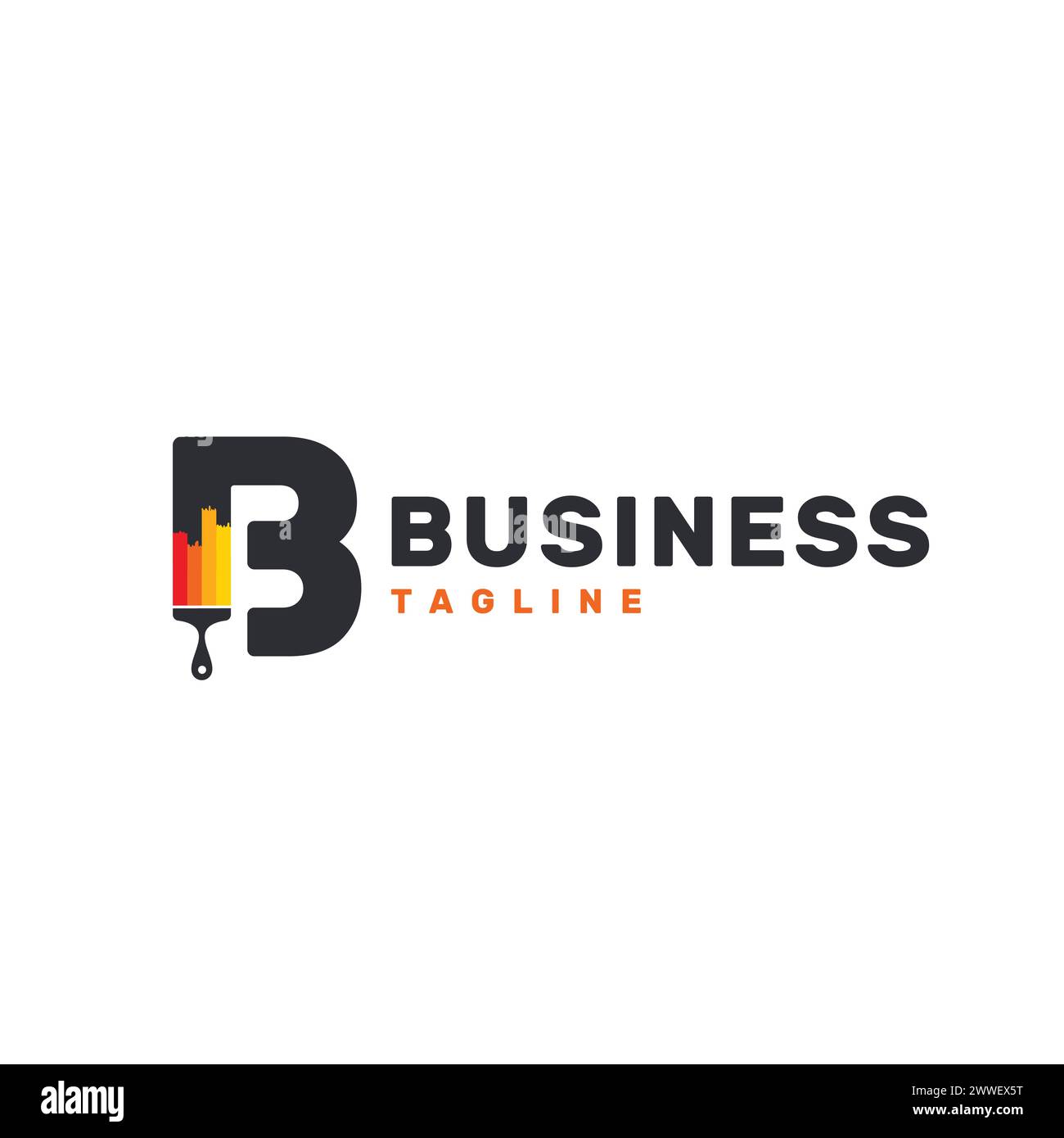 Letter B Logo with Paint Brush - Alphabet B with Paint Brush Logo ...