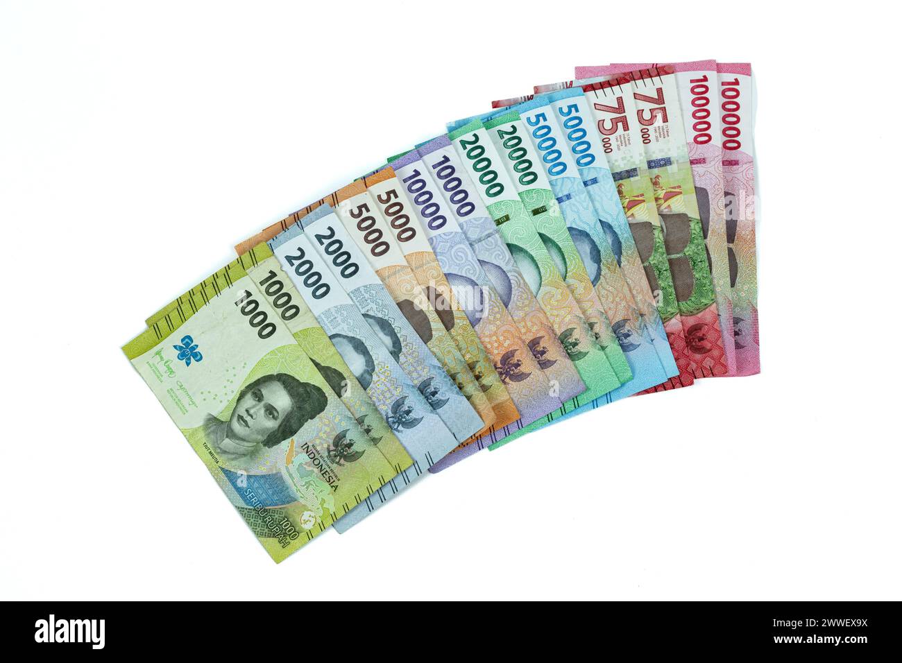 Indonesian currency . Stack of Rupiah or IDR banknotes isolated on ...