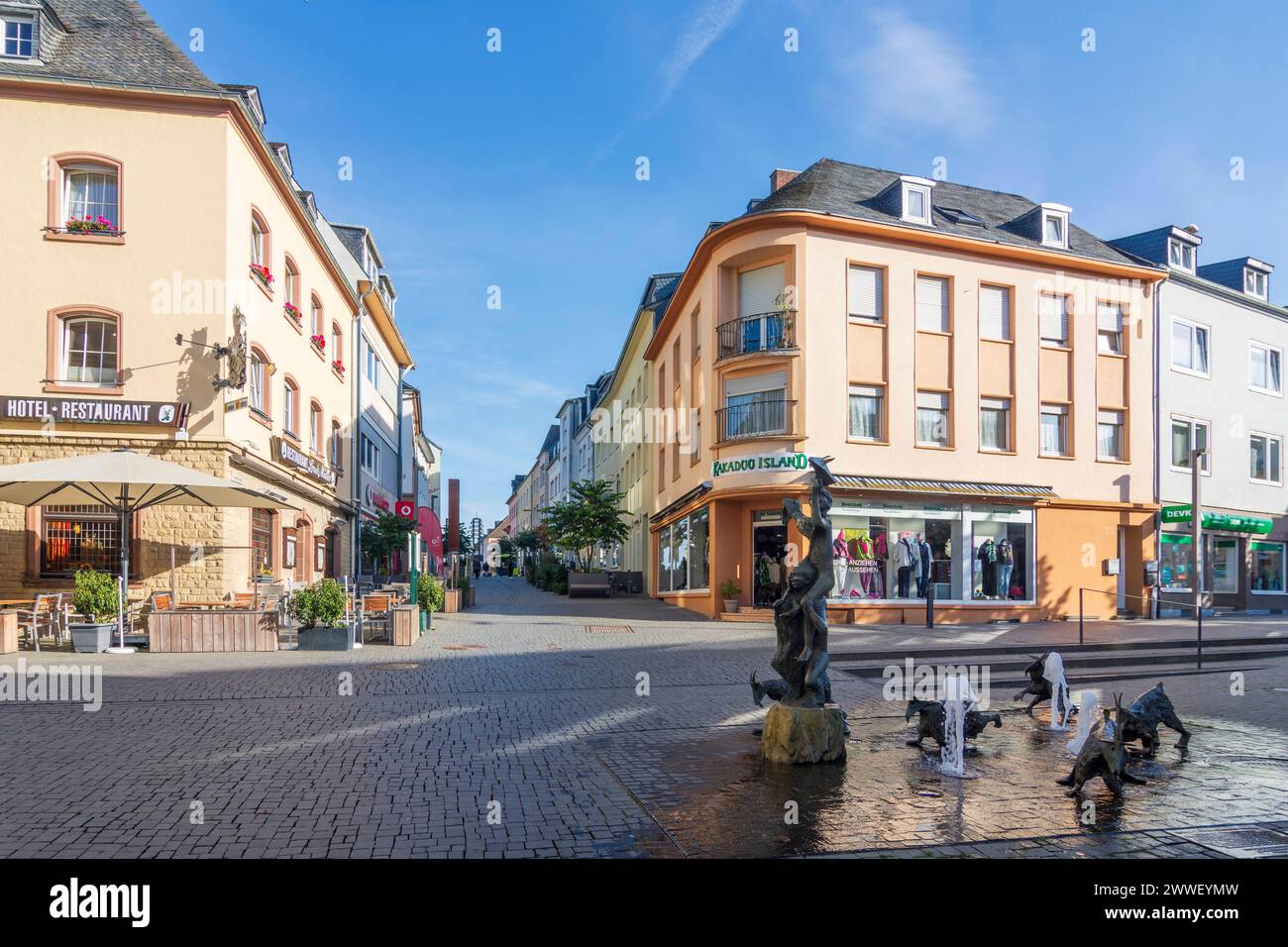street Hauptstraße, Old Town, pedestrian zone Bitburg Eiffel Rheinland ...