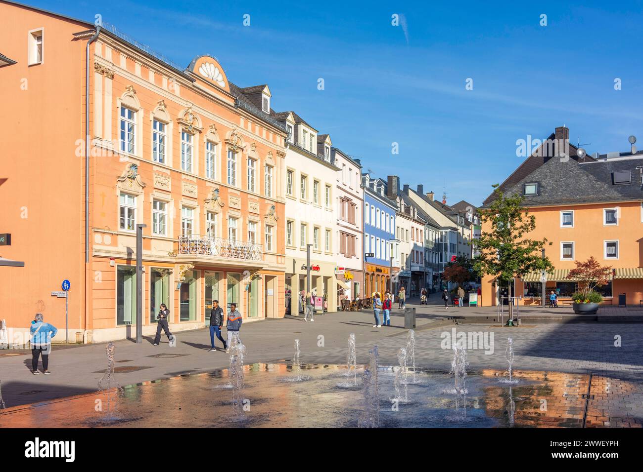 street Hauptstraße, Old Town, pedestrian zone Bitburg Eiffel Rheinland ...