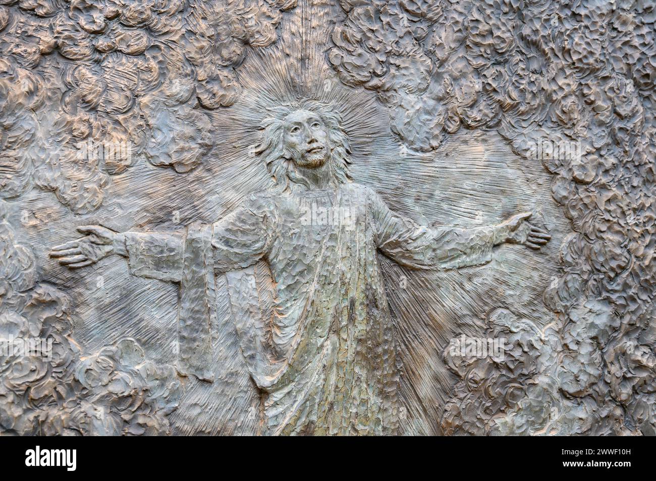 The Ascension of Jesus – Second Glorious Mystery of the Rosary. A relief sculpture on Mount ...