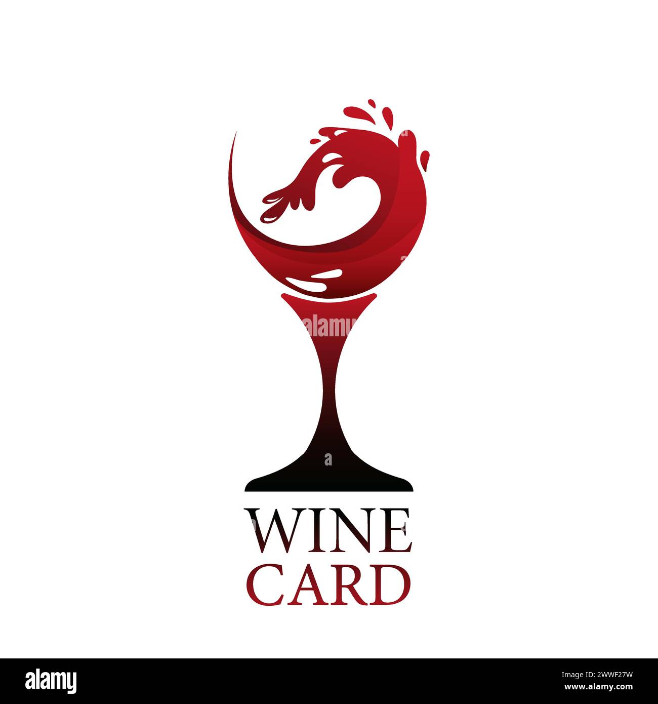 Wine Glass Logo With Wine Splashes Isolated on White. Vector ...