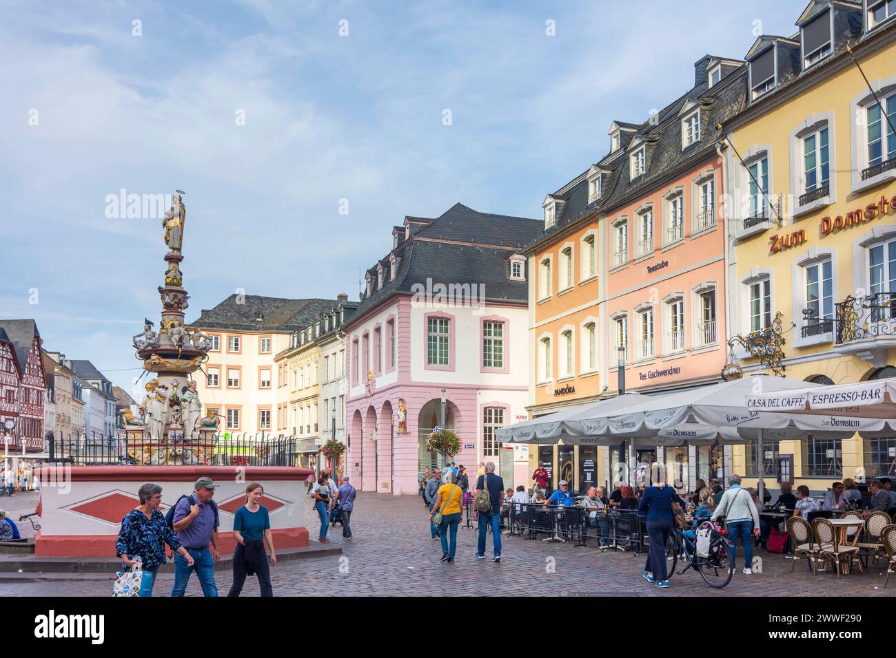 square Hauptmarkt, Petrusbrunnen St. Peter s Fountain Trier Mosel ...