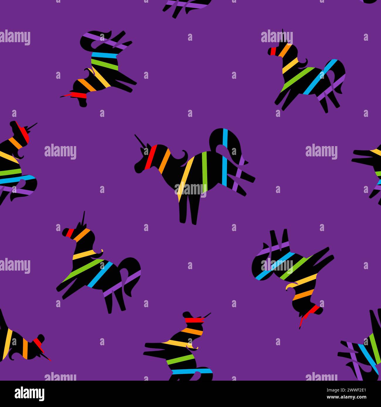 Rainbow lgbt pride animals unicorns seamless horse pattern for fabrics ...
