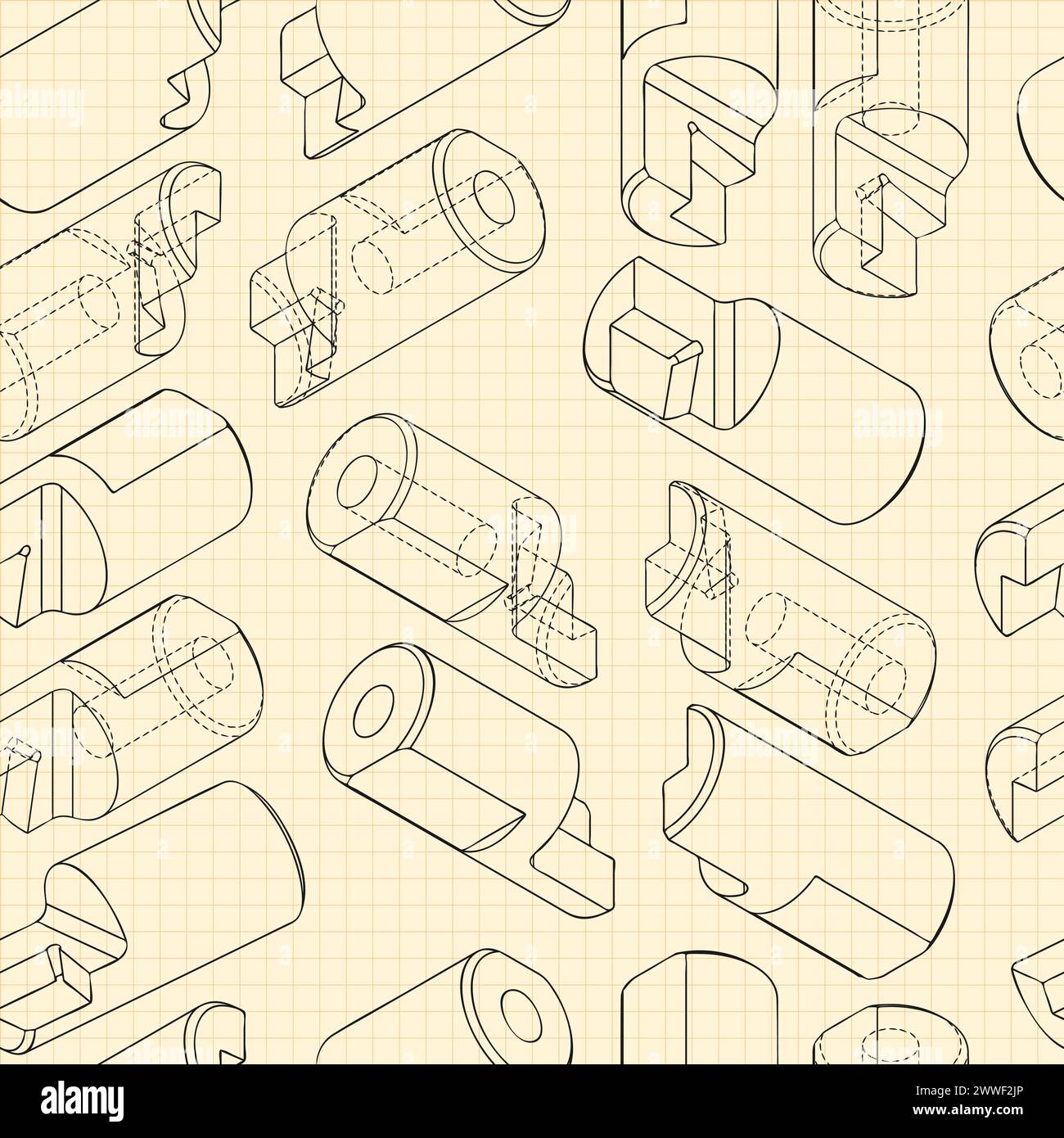 Mechanical engineering drawings on blue background. Cutter, assembly ...