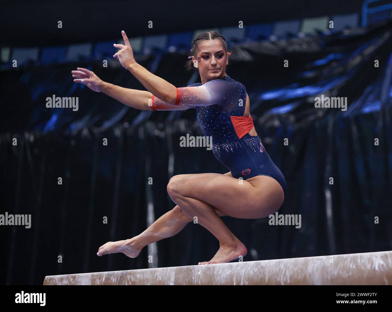 March 23, 2024: Auburn's Cassie Stevens competes on the balance beam ...