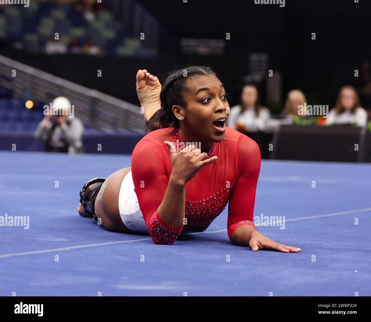 March 23, 2024: Arkansas' Frankie Price competes on the floor exercise ...