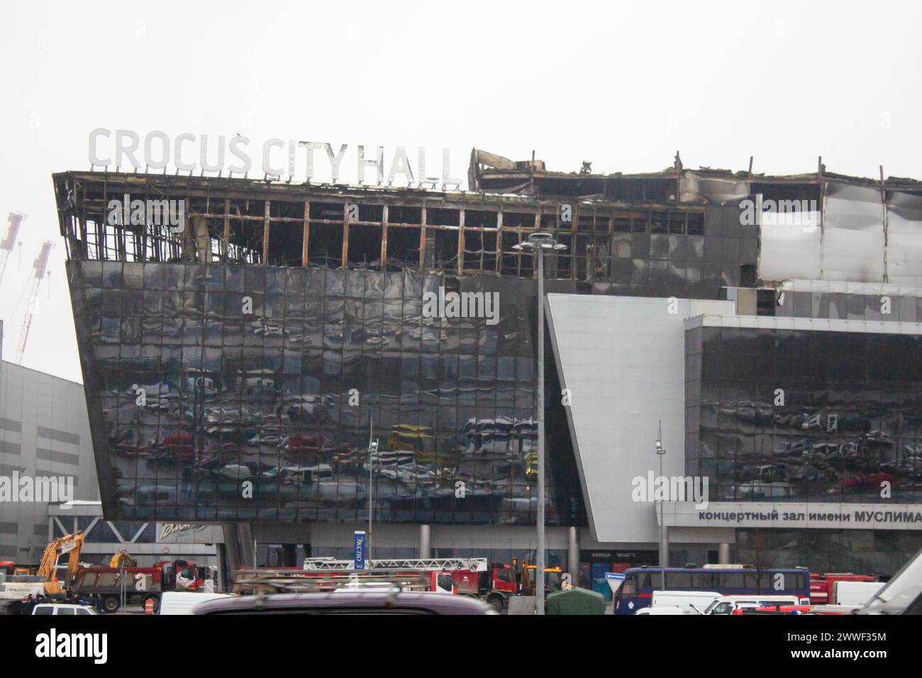 Moscow, Russia. 23rd Mar, 2024. The Crocus city hall building was ...