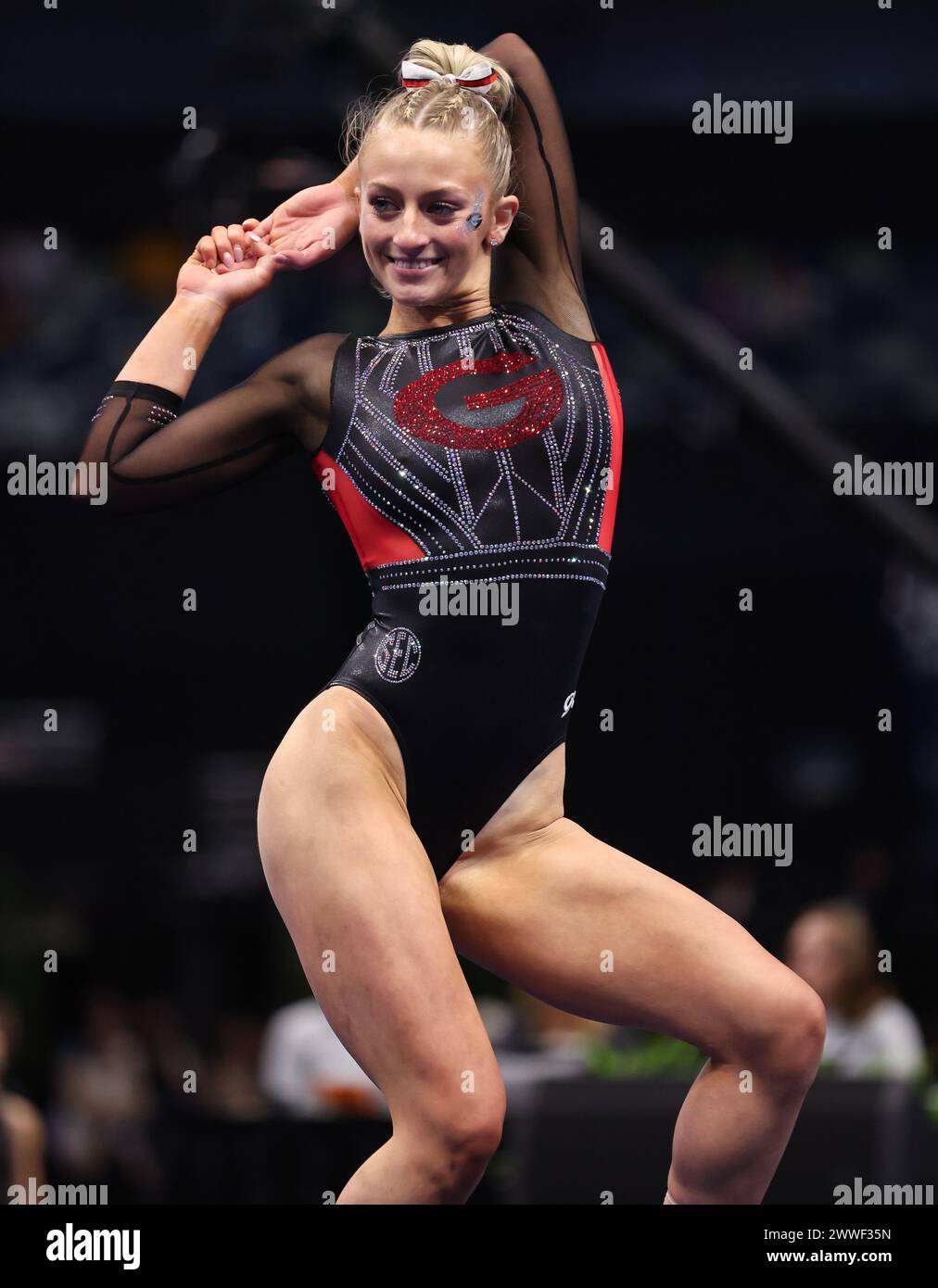 March 23, 2024: Georgia's Holly Snyder competes on the floor exercise ...