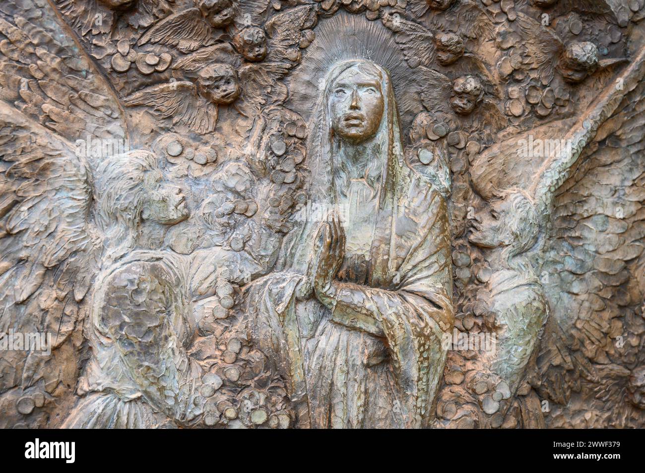 The Assumption of Mary – Fourth Glorious Mystery of the Rosary. A relief sculpture on Mount ...