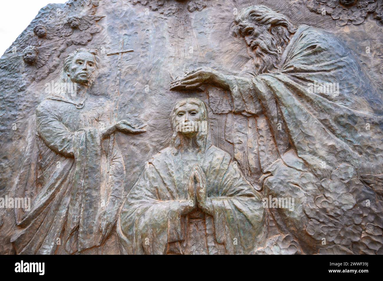 The Coronation of Mary – Fifth Glorious Mystery of the Rosary. A relief ...