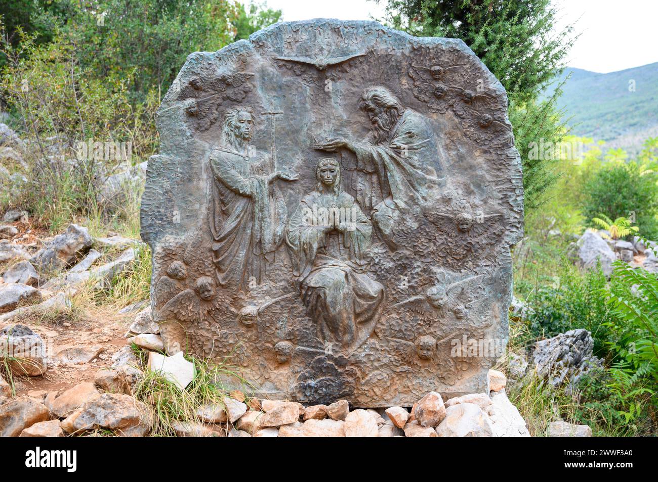 The Coronation of Mary – Fifth Glorious Mystery of the Rosary. A relief ...