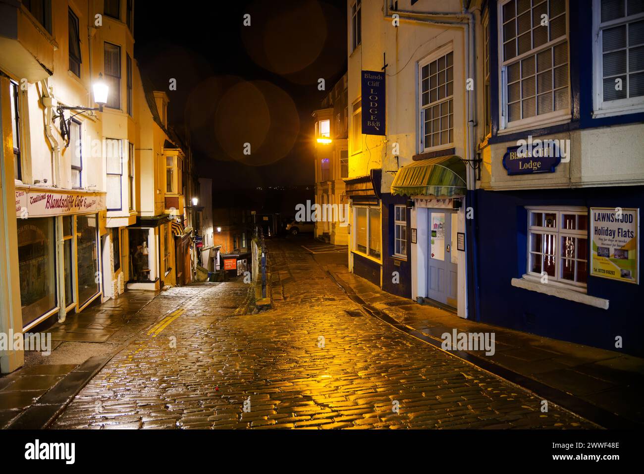 Scarborough street scene at night Stock Photo - Alamy