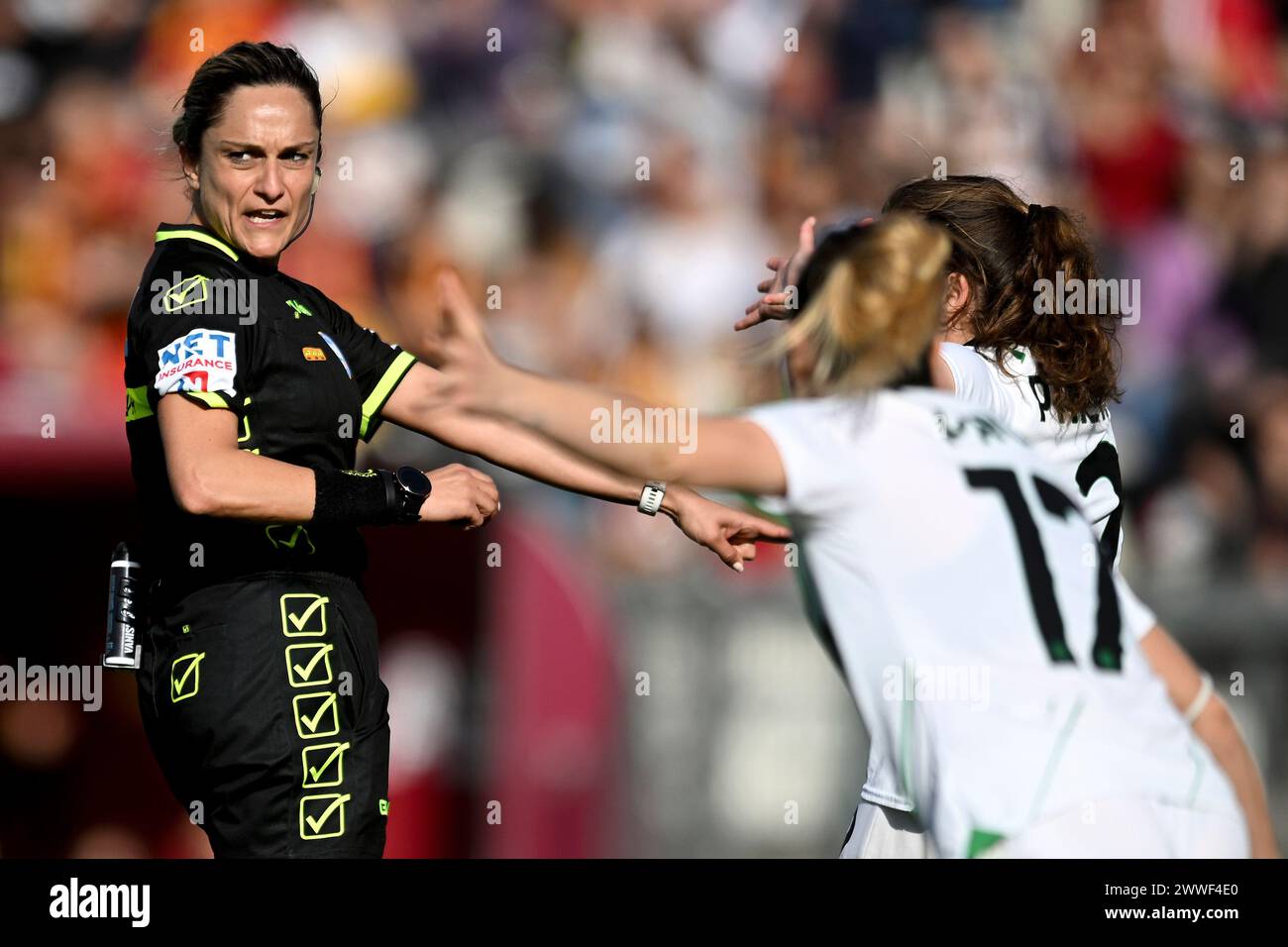 Rome, Italy. 23rd Mar, 2024. Referee Maria Marotta gestures during the ...