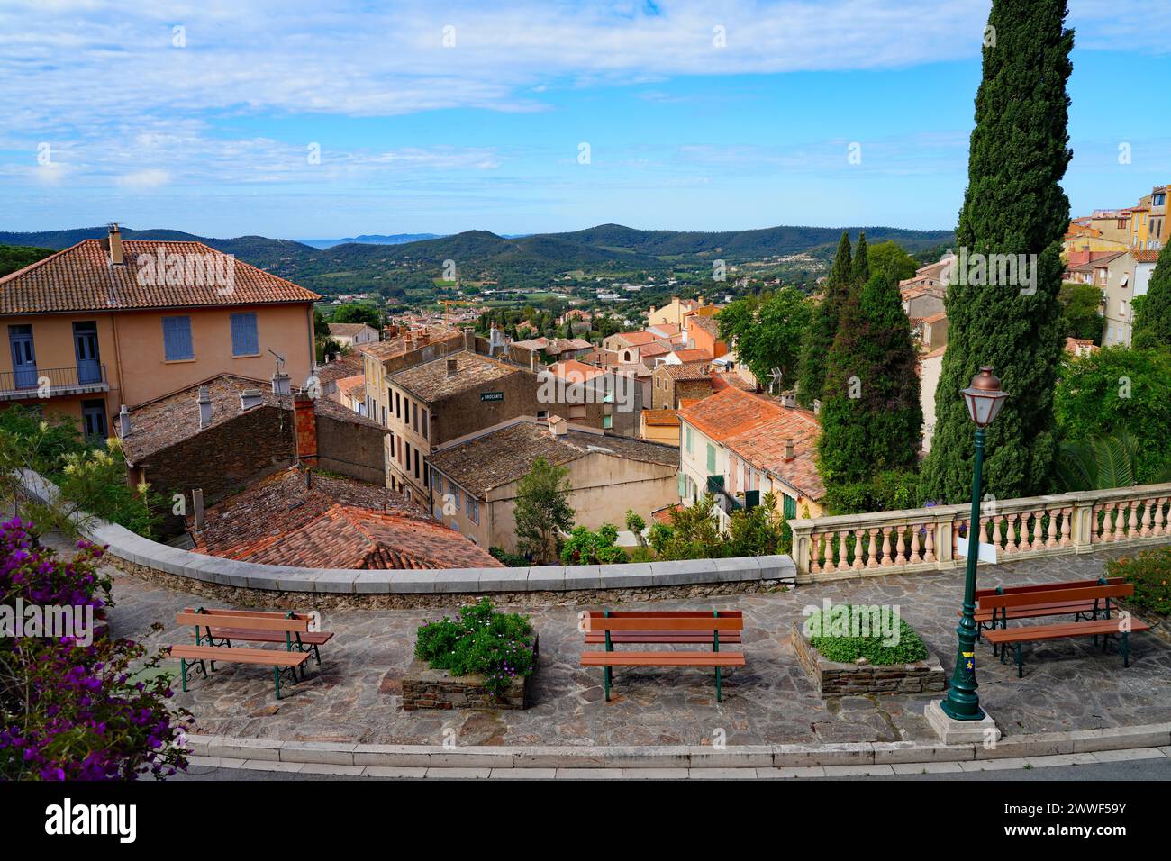 BORMES-LES-MIMOSAS, FRANCE -17 MAY 2023- Day view of Bormes-les-Mimosas ...