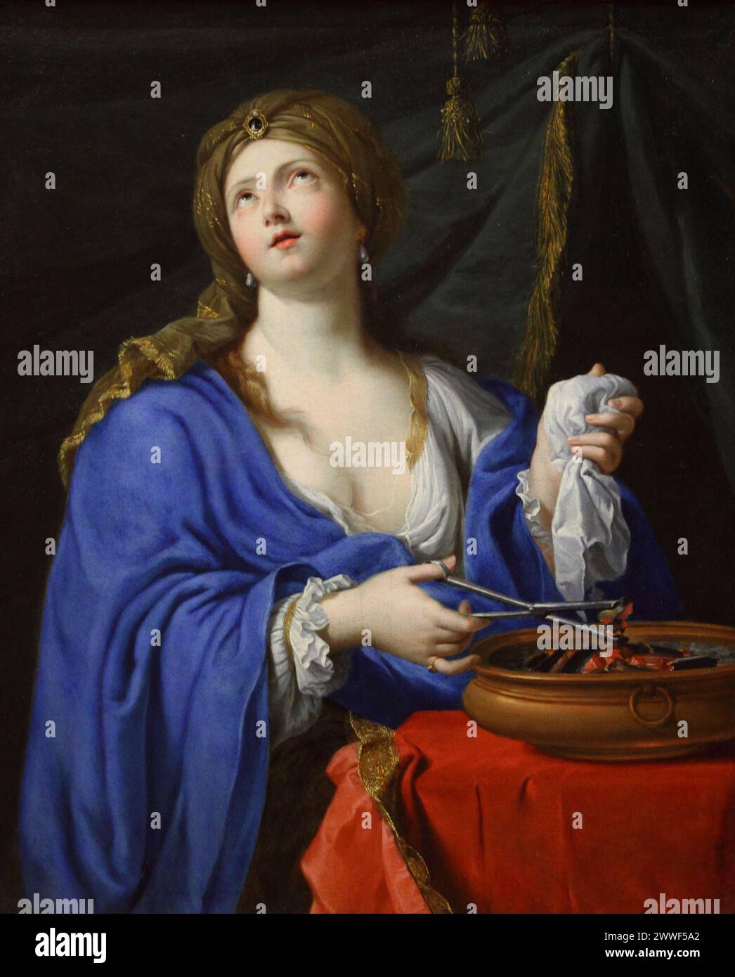 The heroic suicide of Porcia, daughter of Cato and wife of Brutus, as ...