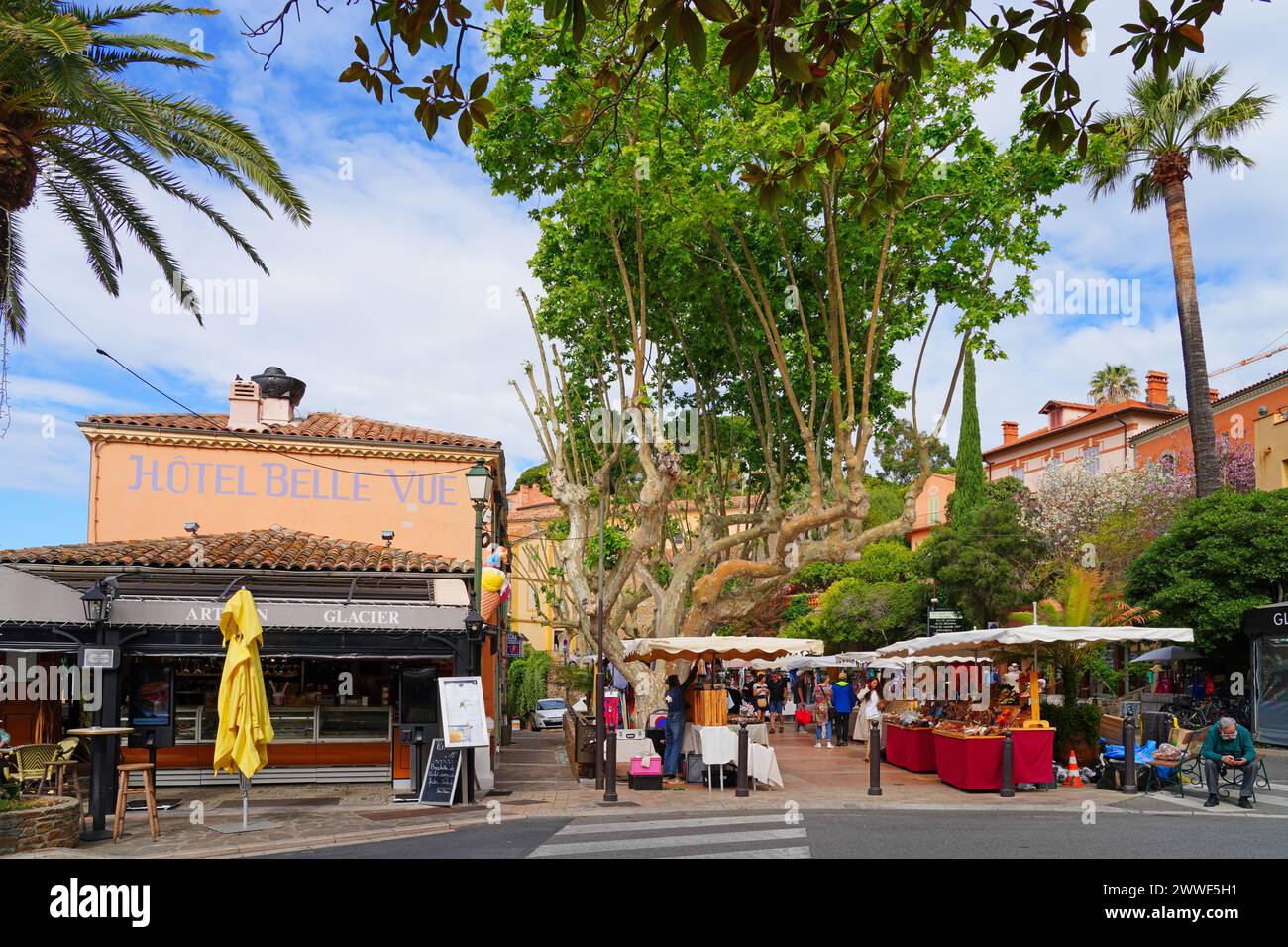 BORMES-LES-MIMOSAS, FRANCE -17 MAY 2023- Day view of Bormes-les-Mimosas ...