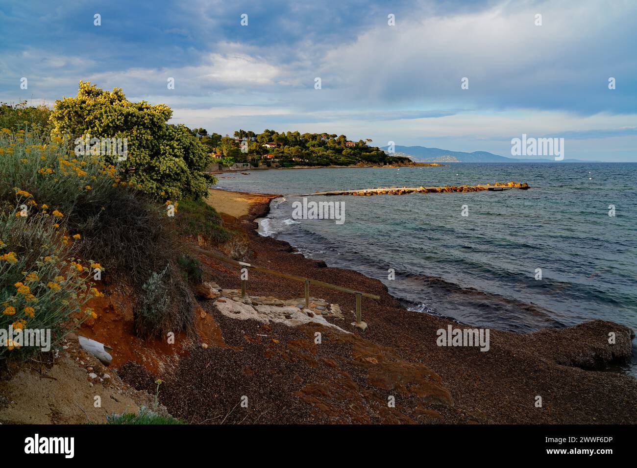 View of the landscape in Cap Benat, a cape on the Mediterranean Sea in ...
