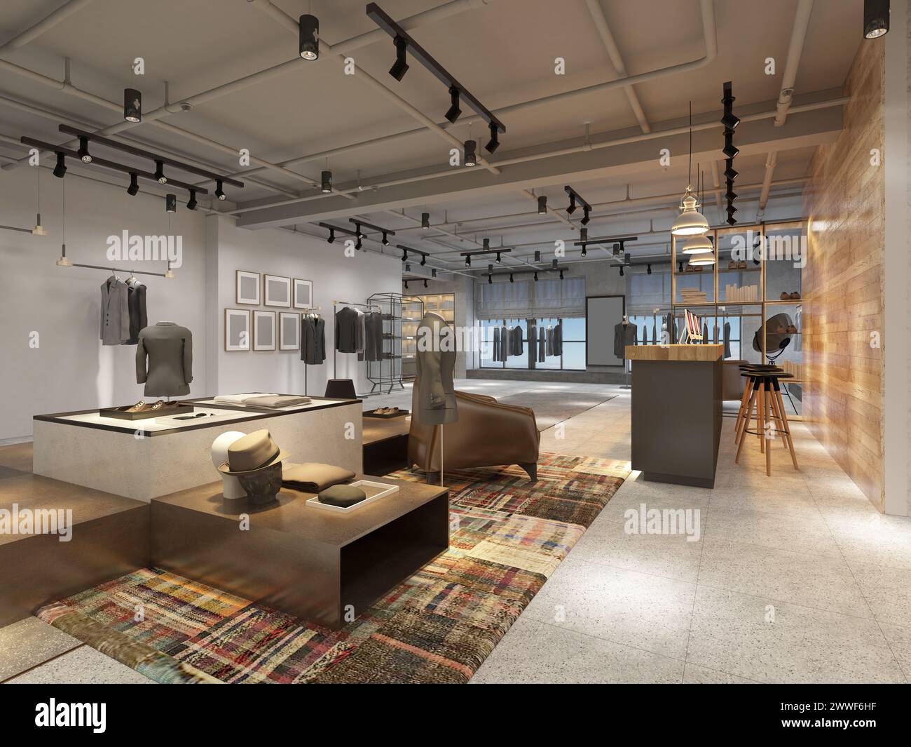 3d render of cloth footwear store Stock Photo - Alamy