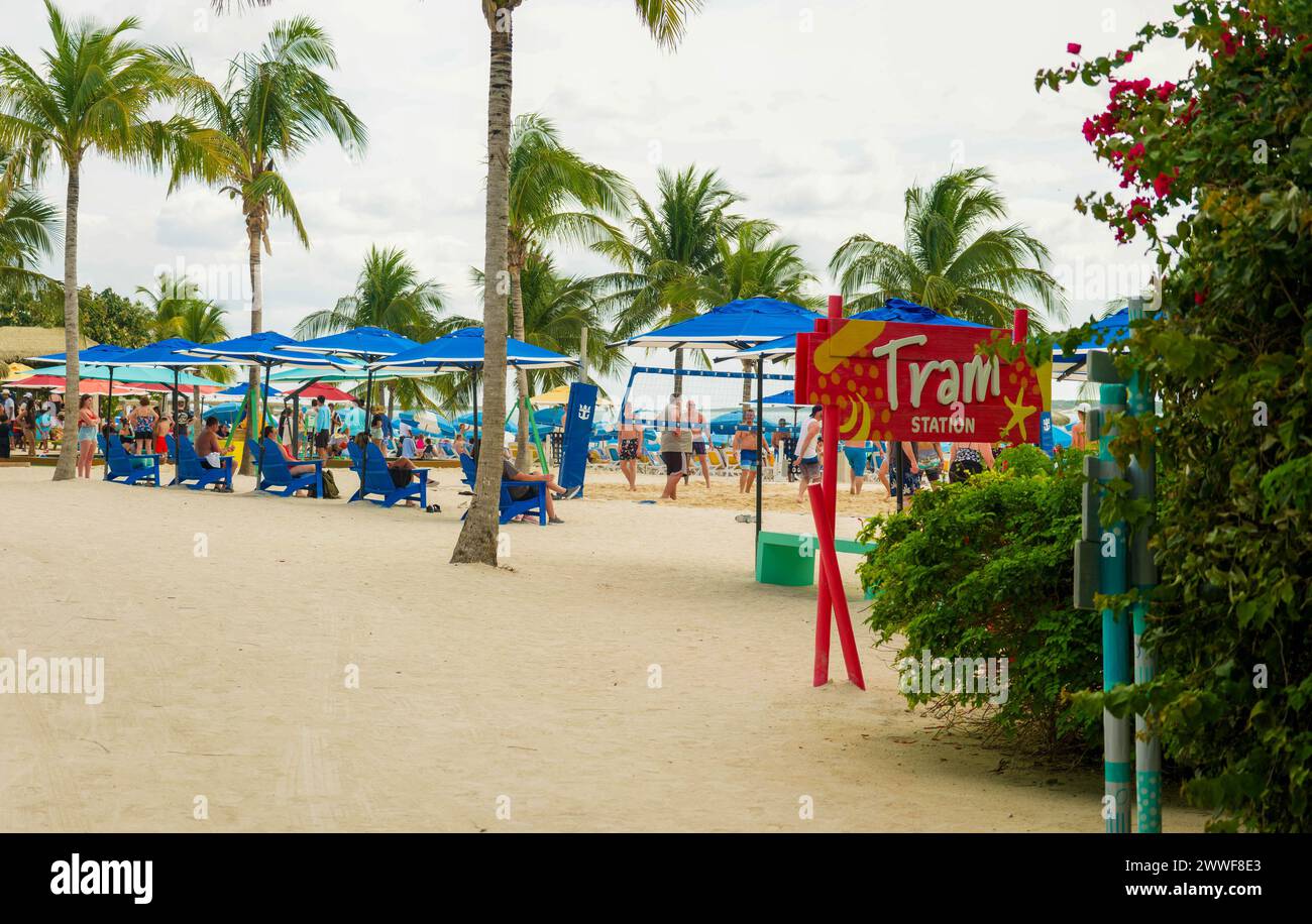 COCO CAY, BAHAMAS - February 1, 2024: Coco Cay is a port located in the ...