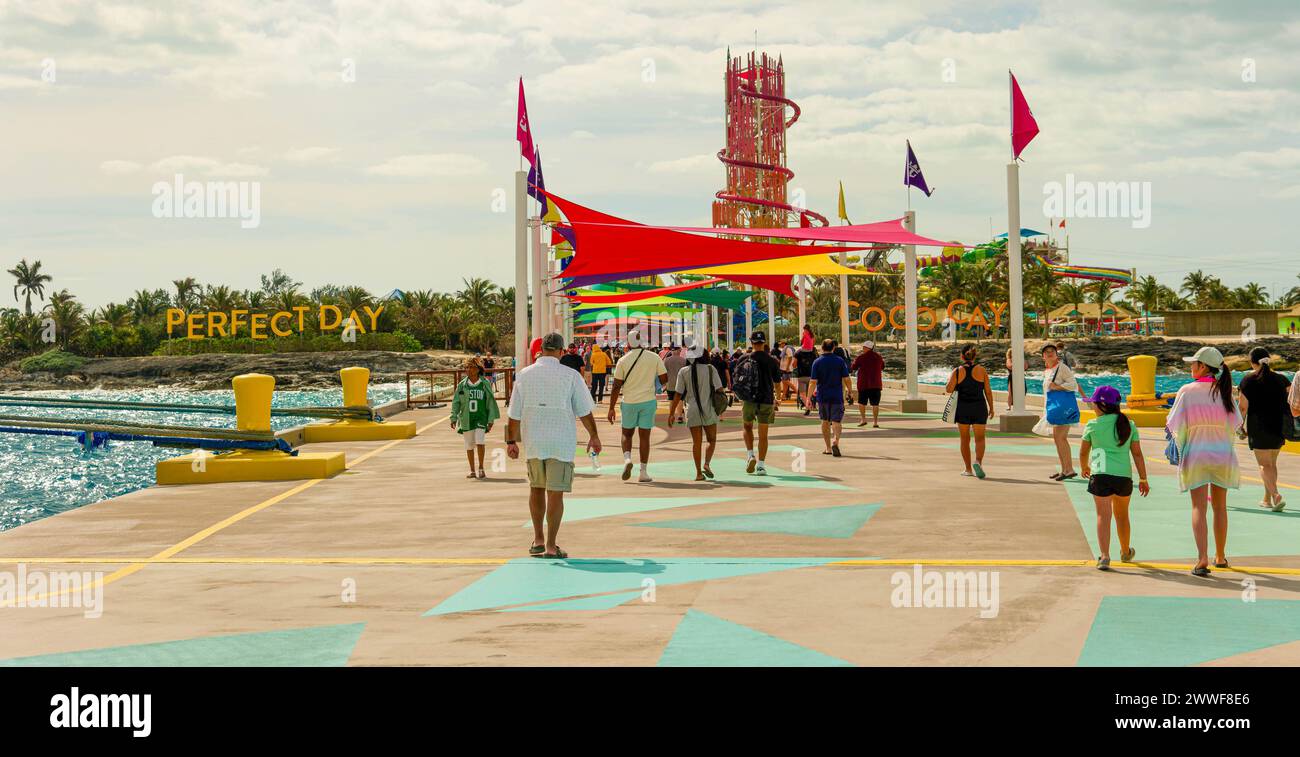 COCO CAY, BAHAMAS - February 1, 2024: Coco Cay is a port located in the ...