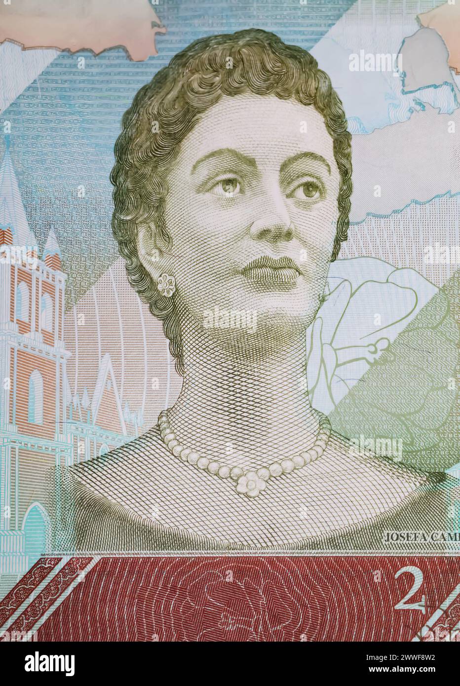 Portrait of heroine of the Venezuelan War of Independence Josefa Camejo ...