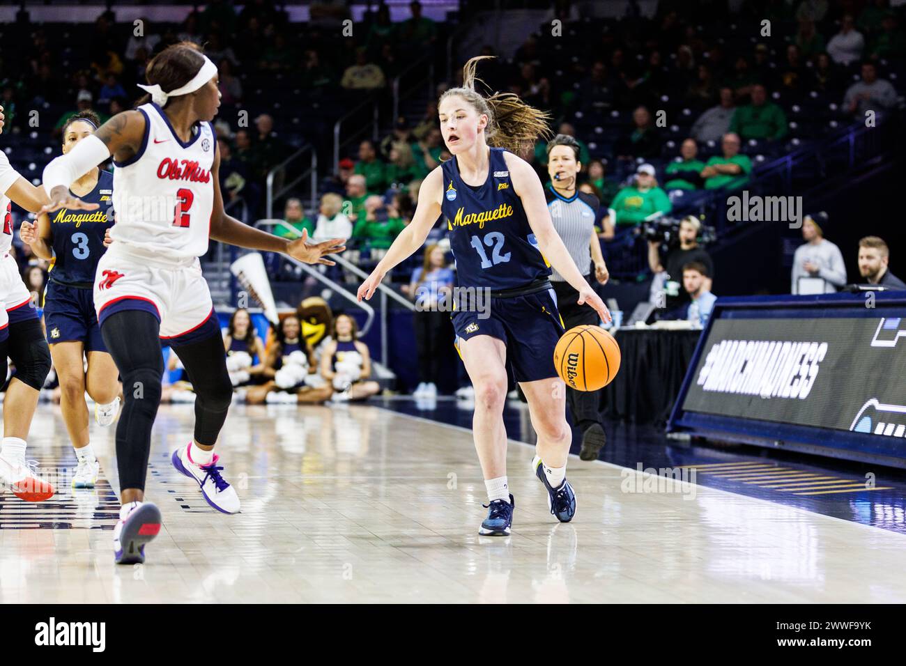 South Bend, Indiana, USA. 23rd Mar, 2024. Marquette guard Mackenzie ...