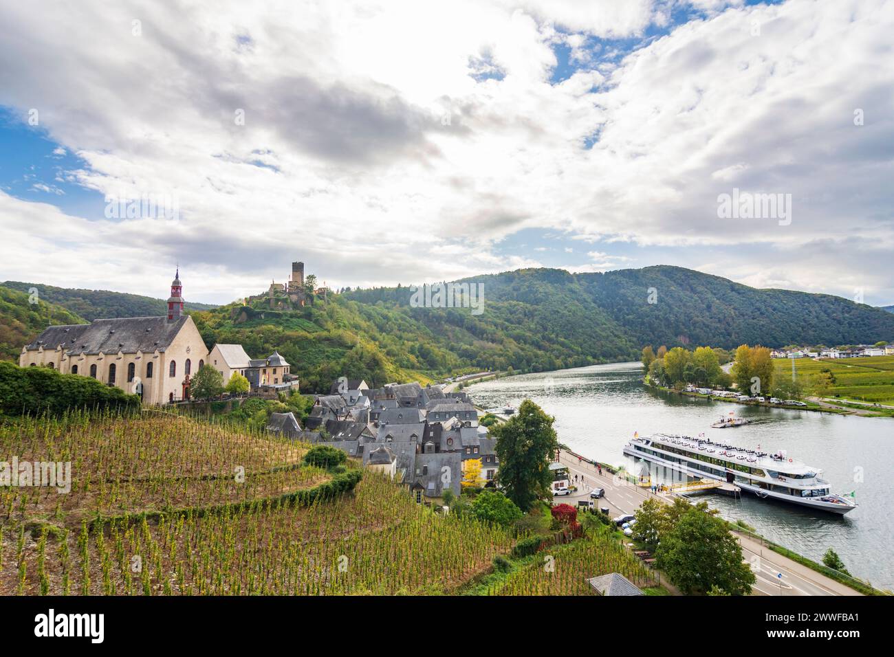 river Mosel Moselle, passenger ship, ferry, Saint Josephs Catholic ...