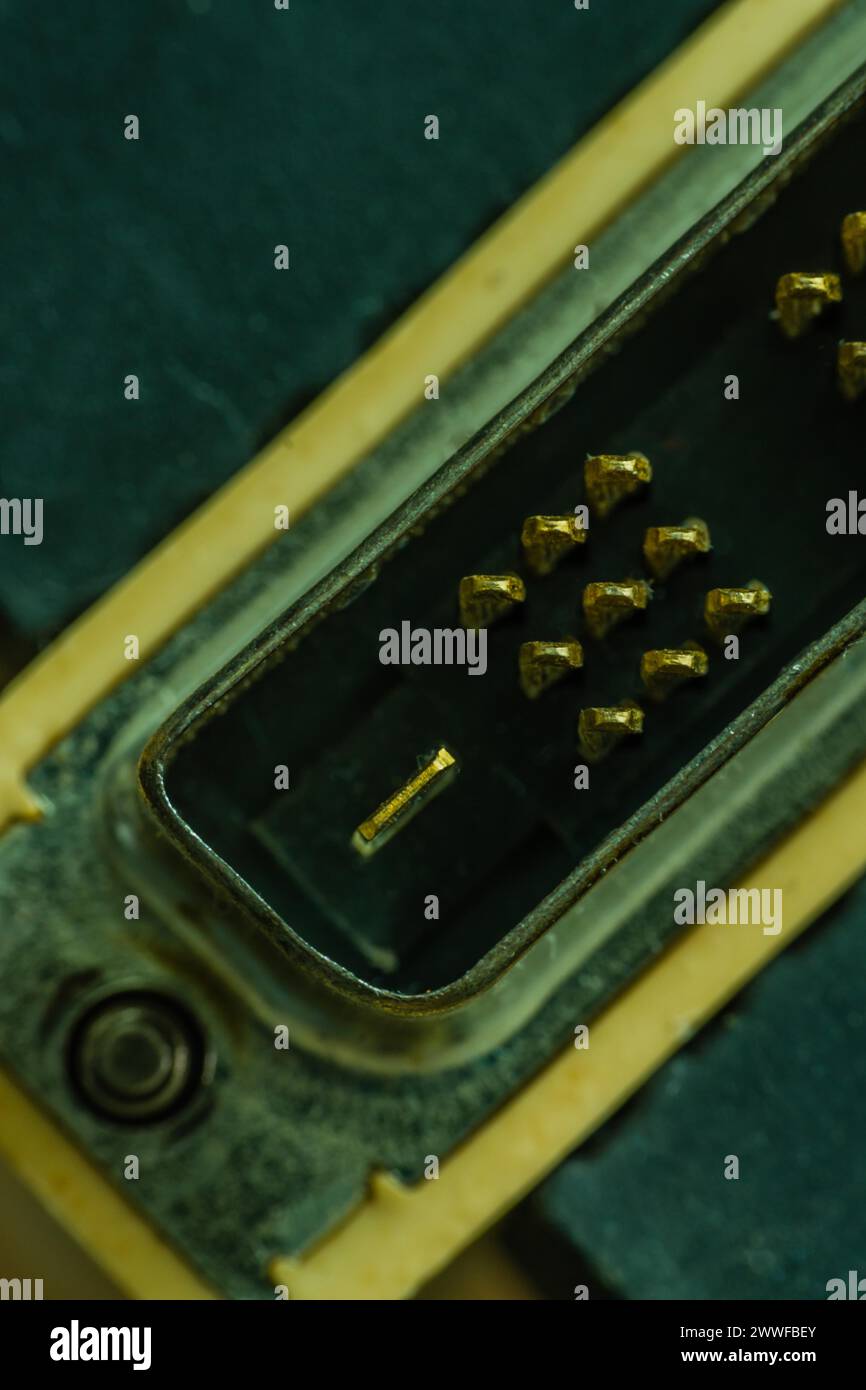 Closeup of DVI-D single link video display interface connector used to ...