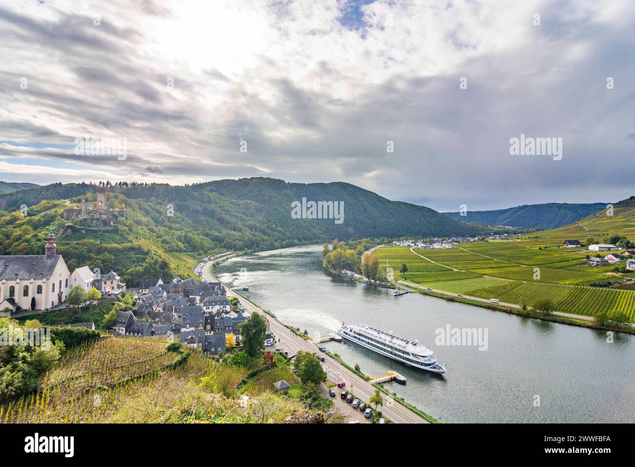 river Mosel Moselle, passenger ship, ferry, Saint Josephs Catholic ...