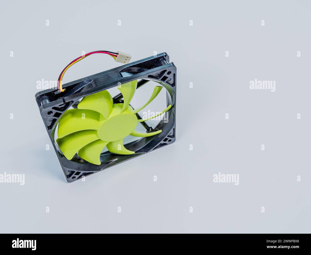 Green 120mm computer case fan with black frame and 3 prong pin power ...