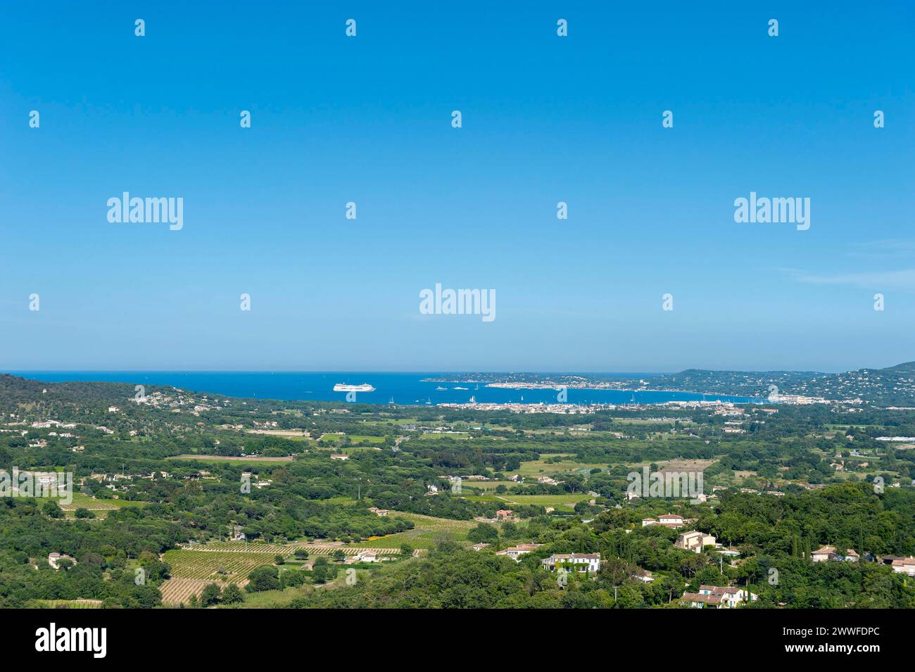 Landscape with view of the Gulf of Saint-Tropez from Grimaud Castle ...