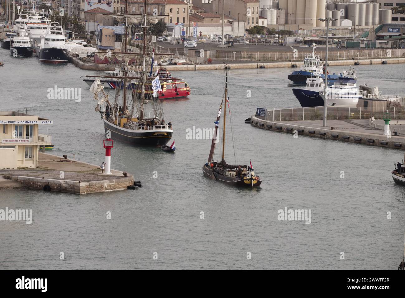 Sete, France. 12th April, 2022. The Morgenster and another sailing ship ...