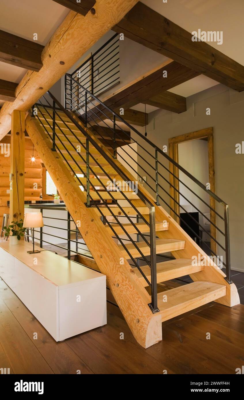 Log Home Wrought Iron Stair Railing 35 Stair Railing Ideas To Elevate
