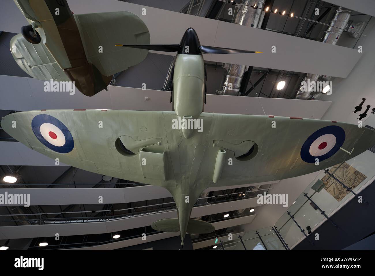 Spitfire hanging in the visitor Centre of the Battle of Britain Bunker ...