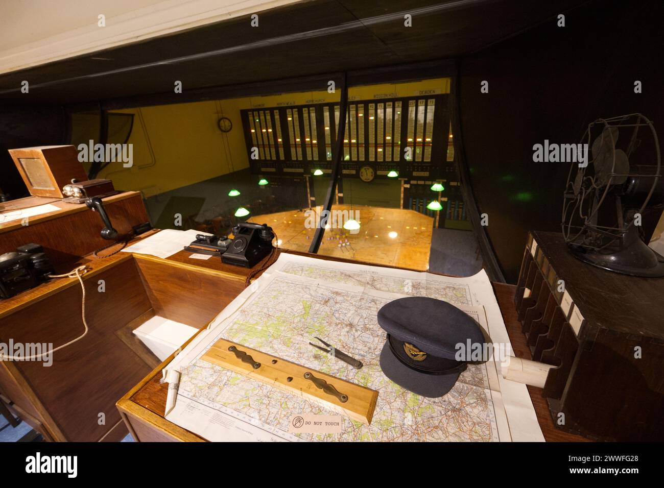Control Room overlooking the Operations Room at the Battle of Britain ...