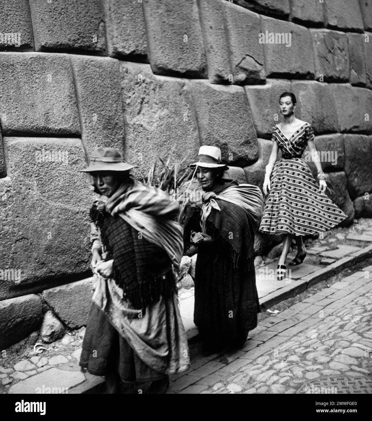 Peru, November 1951 Actress and fashion model Barbara Mullen following ...