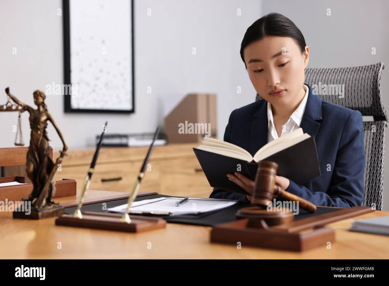 Woman judge reading book hi-res stock photography and images - Alamy