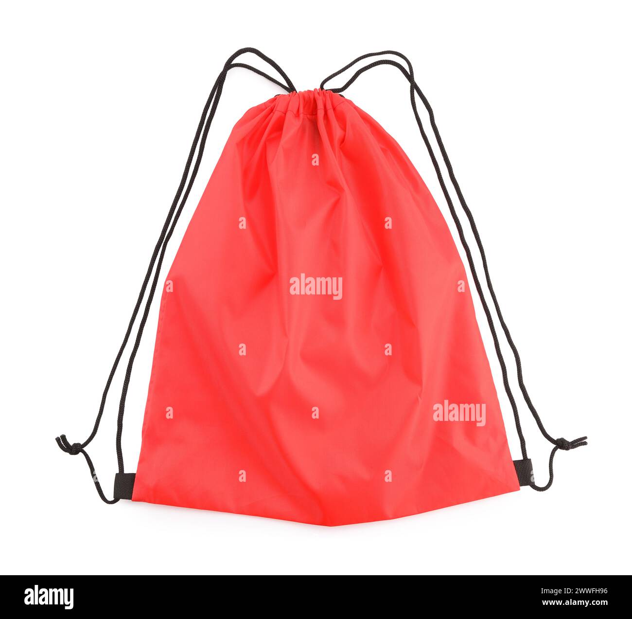 One red drawstring bag isolated on white Stock Photo - Alamy