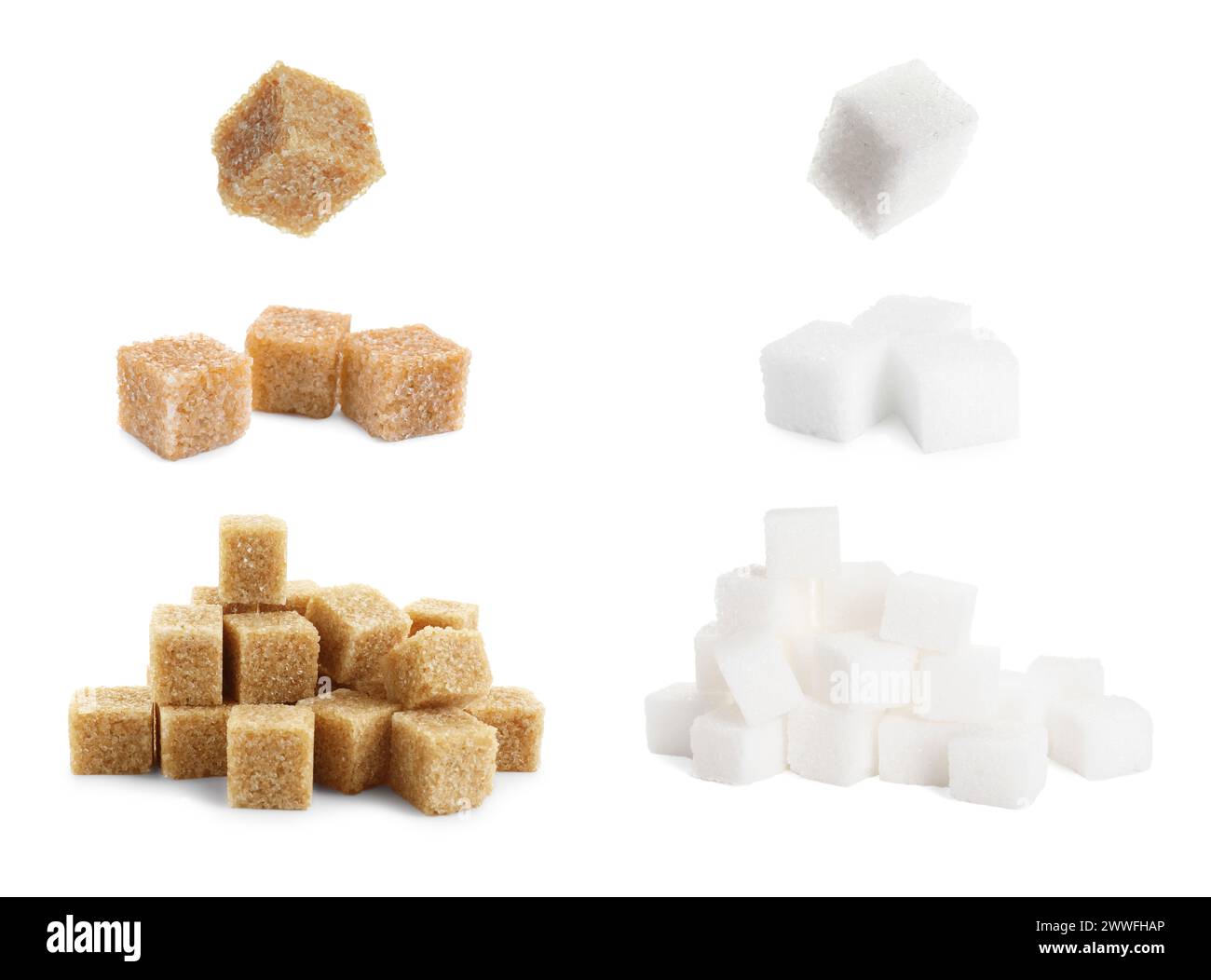 Different types of sugar isolated on white Stock Photo - Alamy