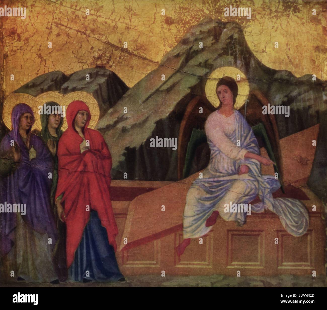 Duccio di Buoninsegna's "The Marys at the Tomb" (1308-1311): This panel ...
