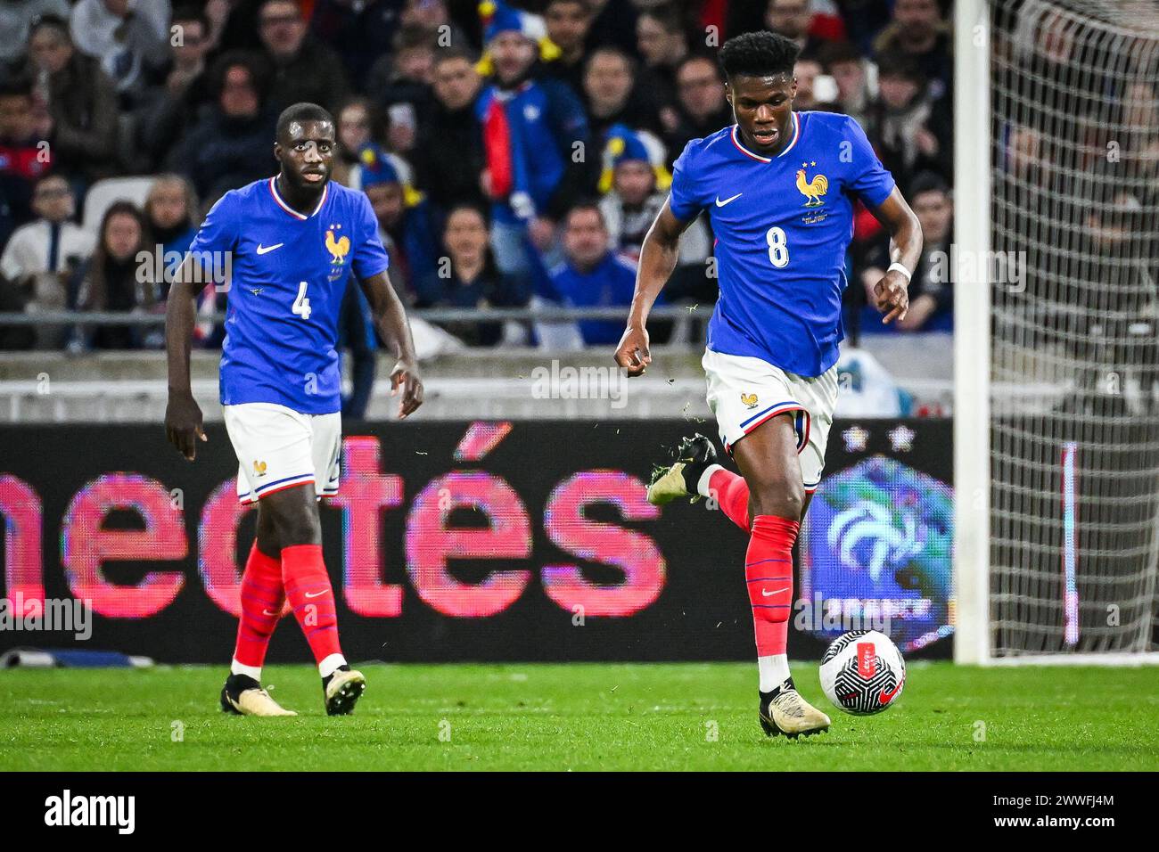 Dayot UPAMECANO of France and Aurelien TCHOUAMENI of France during the ...