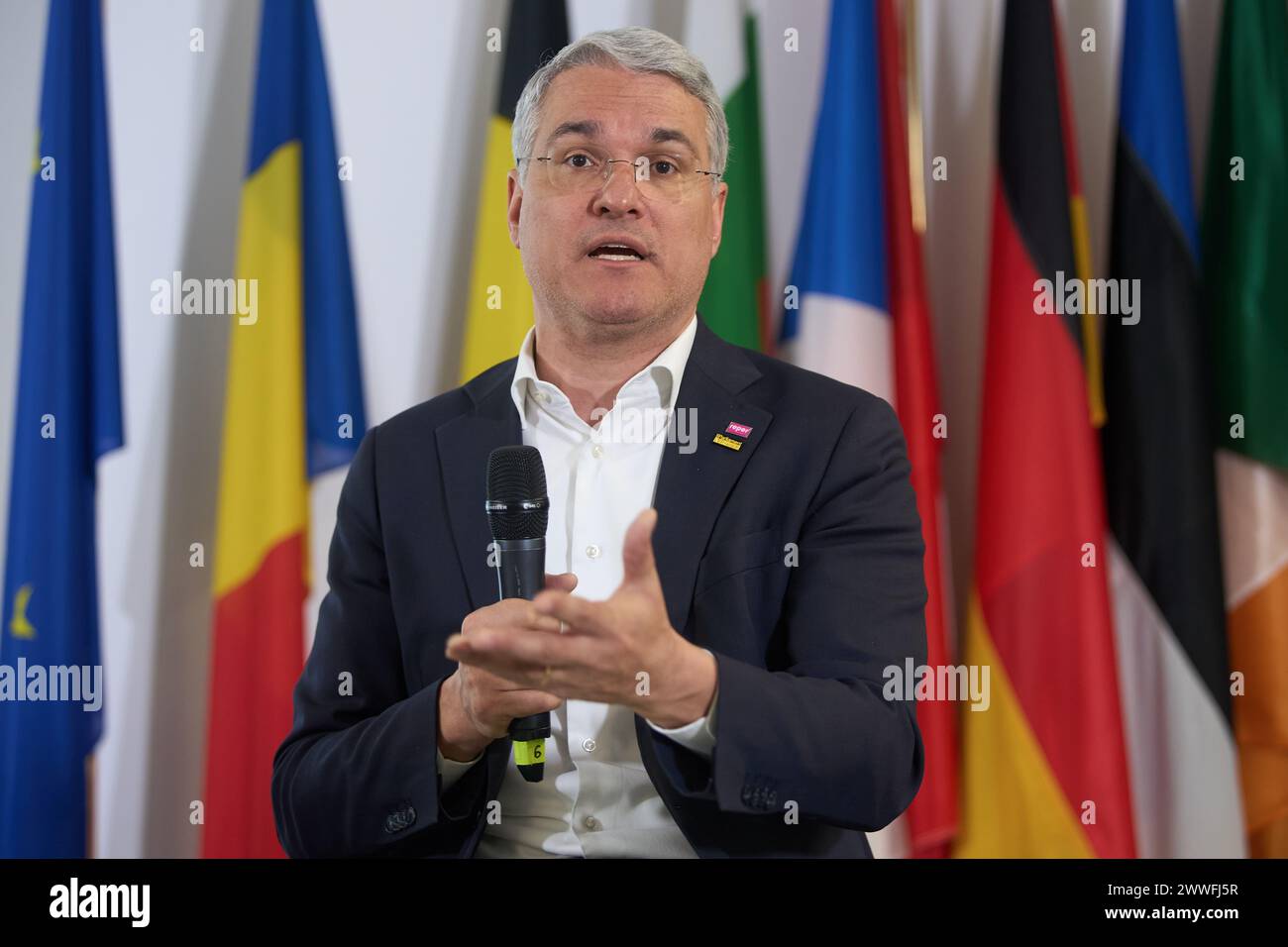 Bucharest, Romania. 22nd Mar, 2024: Dragos Pislaru, Romanian MEP and co ...