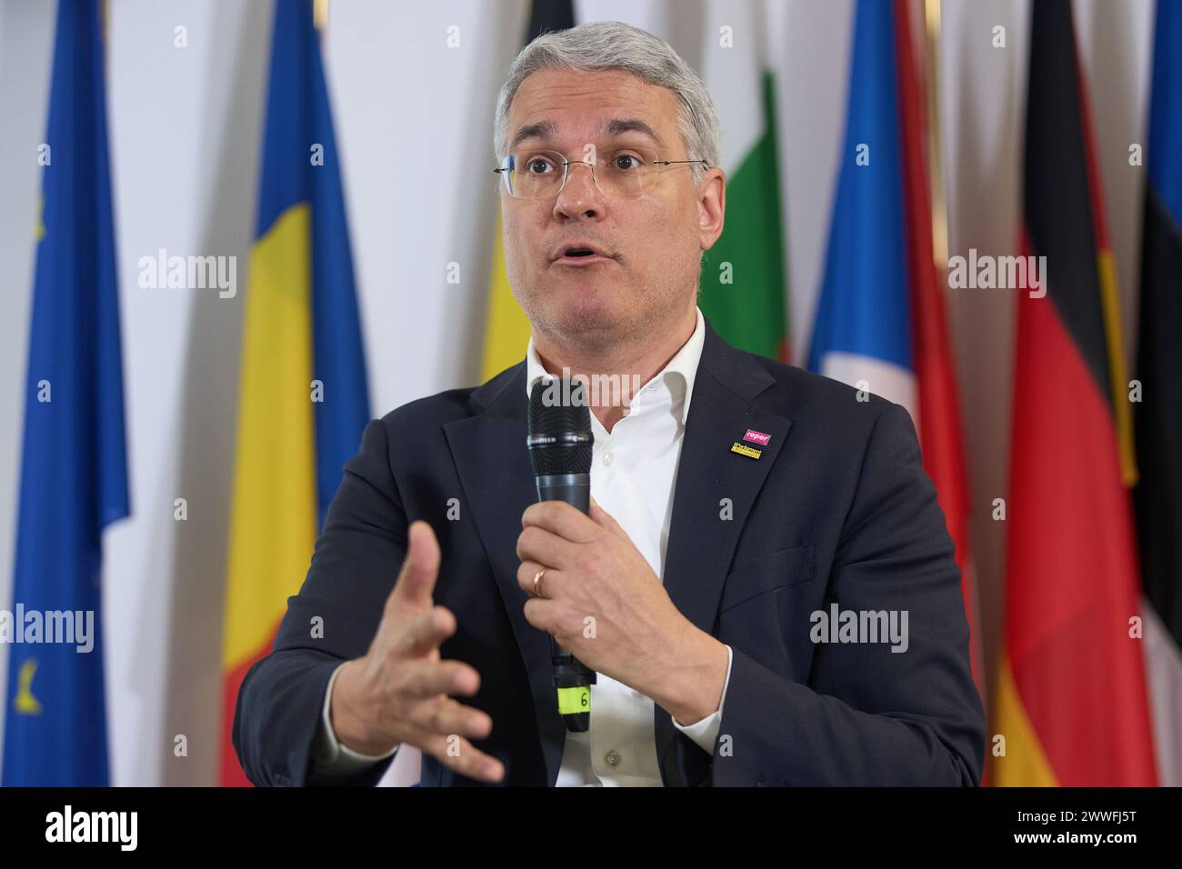 Bucharest, Romania. 22nd Mar, 2024: Dragos Pislaru, Romanian MEP and co ...